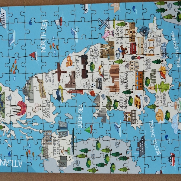 World Map Illustration Wooden Jigsaw Puzzle, Holiday Laser Cut Board ...