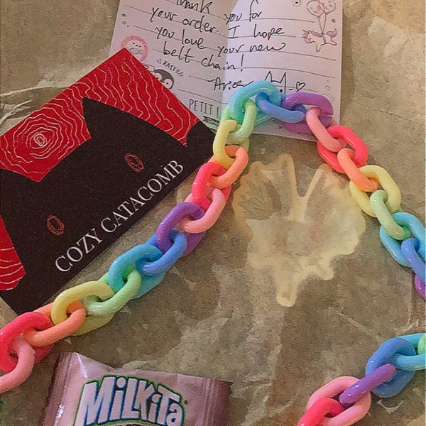 Chunky Pastel Belt Chain - for Decora/ Fairy Kei/ Pride/ Kandi ...