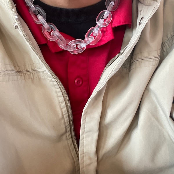 20pcs Gold Big Oval Acrylic Chain Links, Plastic Chain Links, Necklace ...