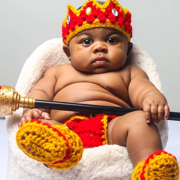 Crochet Baby King Crown, Diaper Cover Crochet Crown, Baby Crown ...