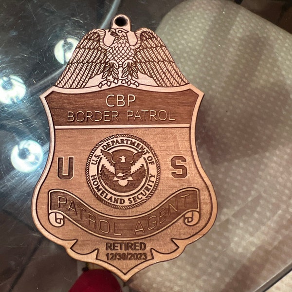 Personalized Wooden CBP Border Patrol Badge or Shoulder Patch Hanging ...