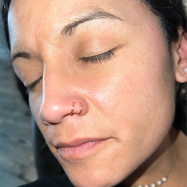14k Gold Filled Double Hoop Nose Ring | Double Nose Ring Hoop | Small ...