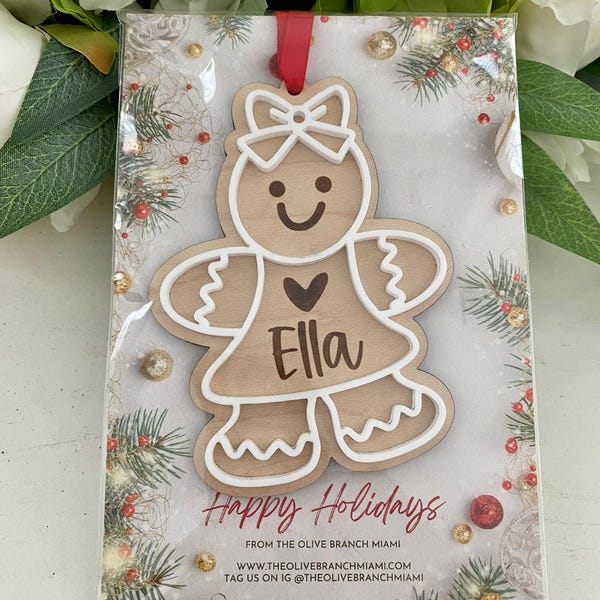 Gingerbread Ornament With Kids Name, Personalized Family Christmas ...