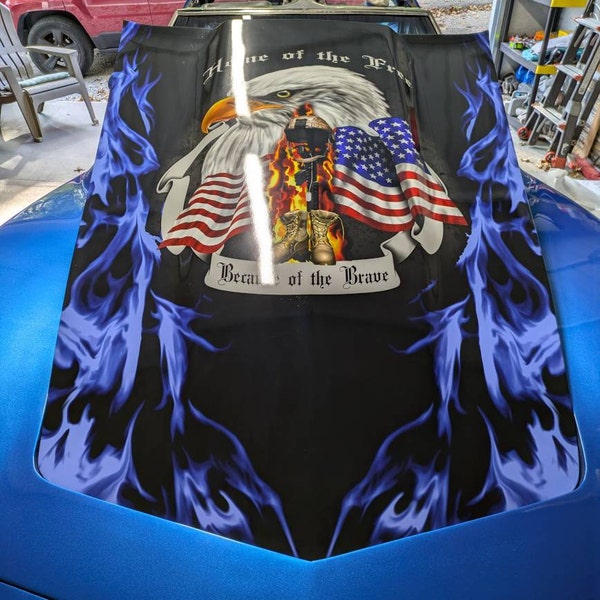 American Flag Rip Race Car Go Kart Golf Cart Motorcycle Hood Window ...
