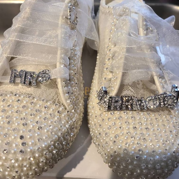 Wedding Shoes for Bride White Color Diamond and Pearl Plated Original ...