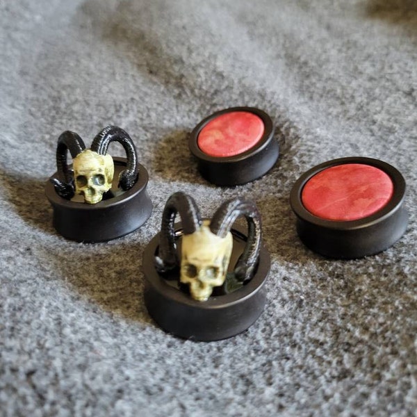 Organic Ear Plugs With Green Wood Inlay | Wooden Green Gauges 10 12 ...