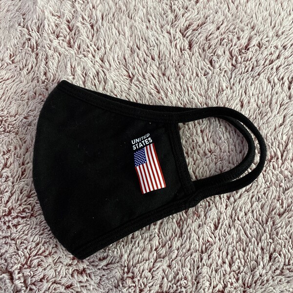 Black American US Flag Face Mask Reusable Washable Cover Face Mask Us ...