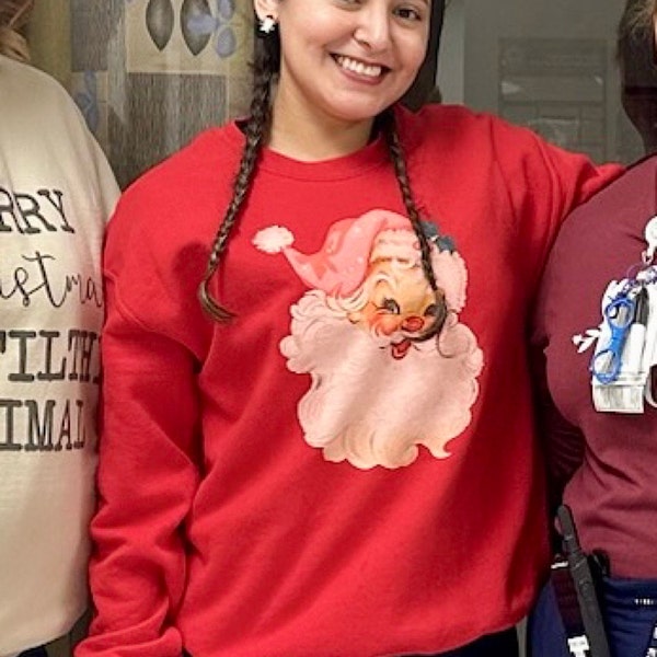 Pink Santa Retro Christmas T-shirts Sweatshirts for Women Pink ...