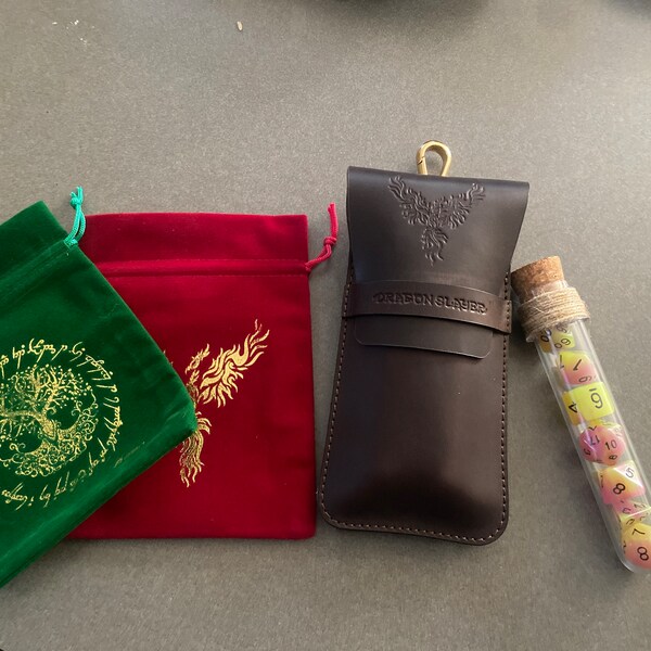 RPG Dice Potion Bag With Fantasy Dice Potion Flask Set: Dark Brown ...