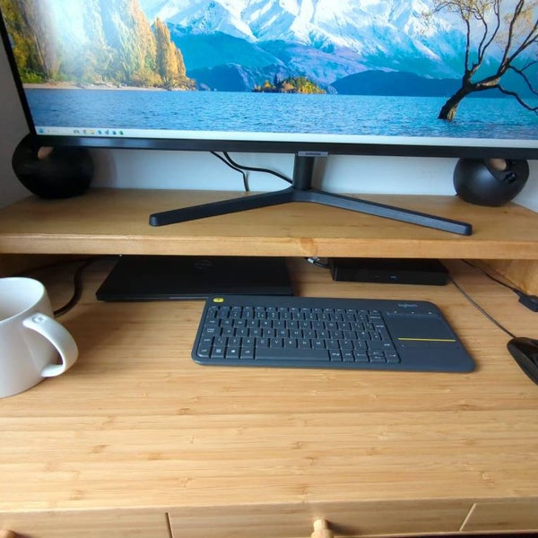 Rowlands Rustic Handmade Monitor Shelf Stand - Etsy UK