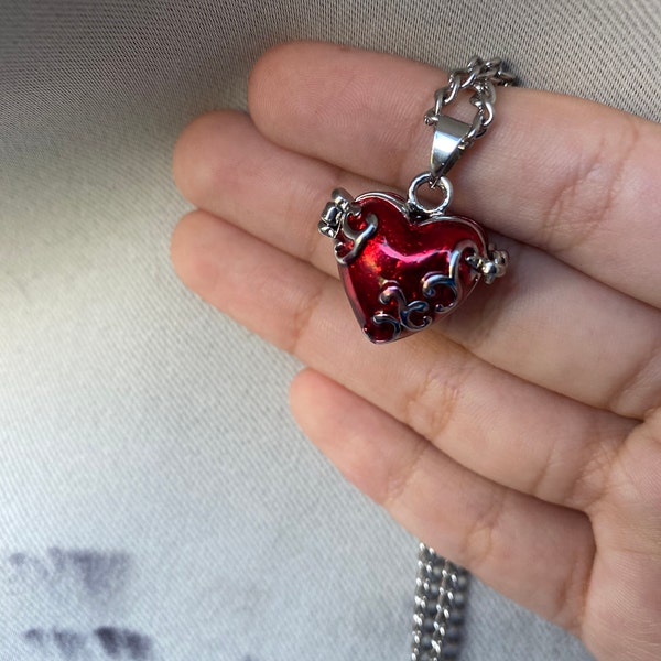Red Heart Wish Box With Hinged Lid, Brass With Enamel Color, Pill Box ...