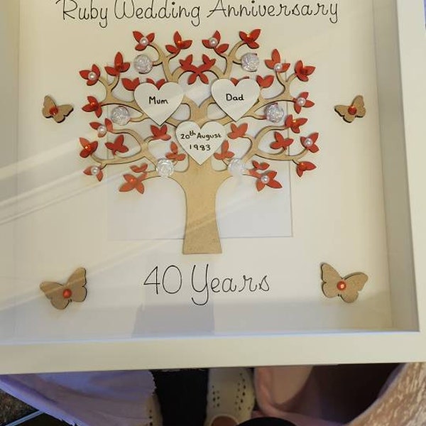 Ruby Wedding Anniversary Frame, Wedding Gift, Personalised, 40th ...