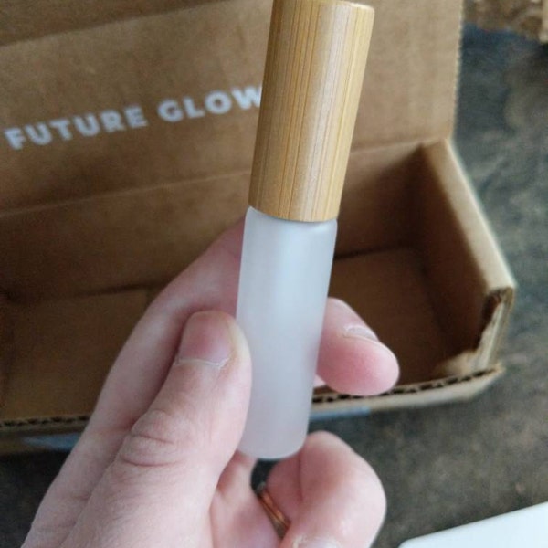 Empty Frosted Glass Mascara Tube - 8ml Bottle Spoolie Wand Bamboo ...
