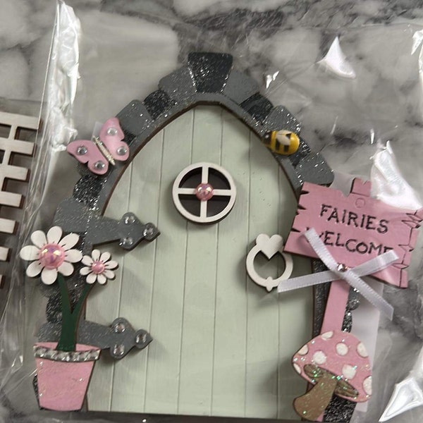 Magical Light Pastel Pink Fairy Door, Handpainted With Embellishments ...