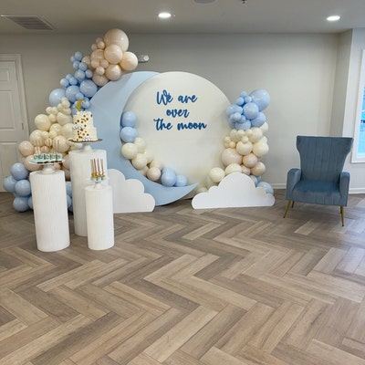 6ft Over the Moon and Clouds Template Backdrop Decorations With Stand ...