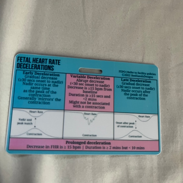 Fetal Monitoring Badge Buddy Card - Nurse Reference for Decelerations ...