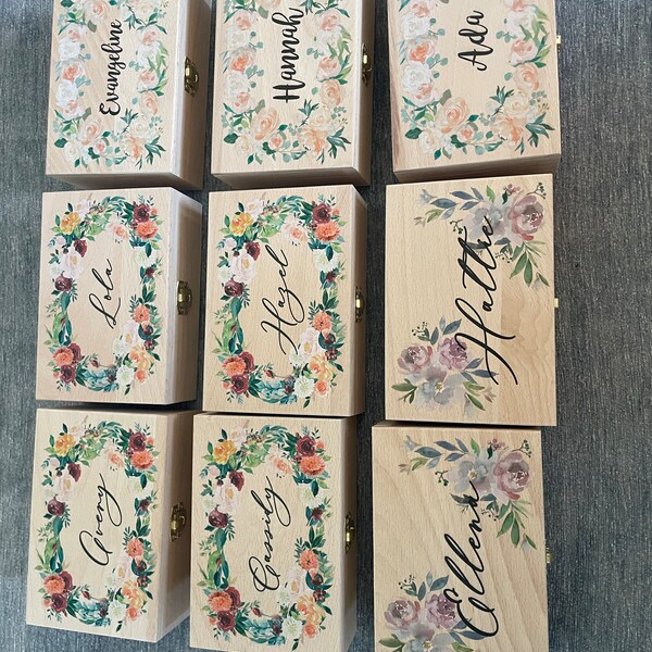Flower Girl or Bridesmaids Gift Box Jewelry Box Personalized Name ...