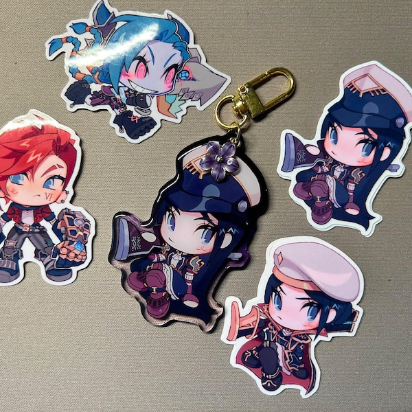League of Legends, Arcane Keychains 2.7" Jinx Vi Caitlyn, Caitvi ...