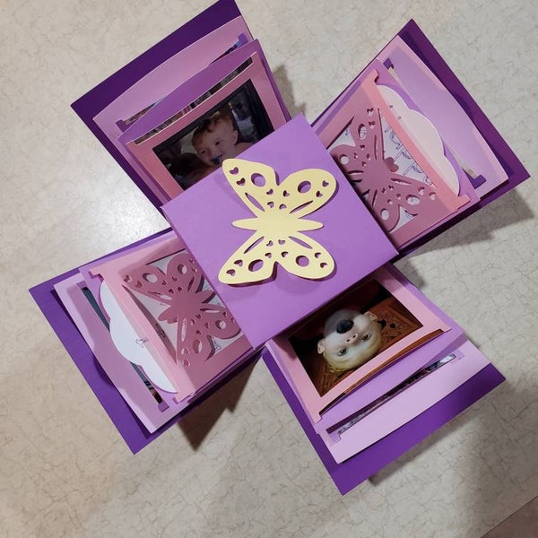 Explosion Box With Butterfly Pocket Svg - Etsy