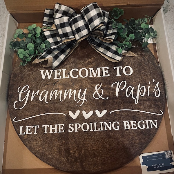 Welcome to Grandma & Grandpa's Welcome Sign | Door Hanger | Door Wreath ...