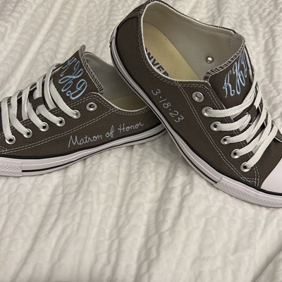 Bridal Shoes Custom Converse Low Tops Bridal Converse Wedding Party ...