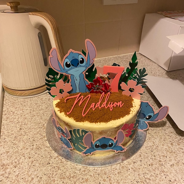Stitch Cake Topper Package With Safari Jungle Hibiscus Leaves and ...