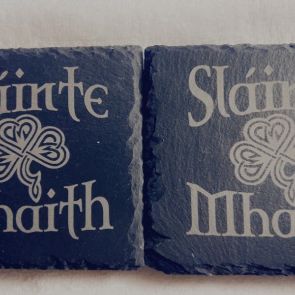 Irish Slate Coasters - Irish Gift - Slainte Mhaith - to Your Health ...
