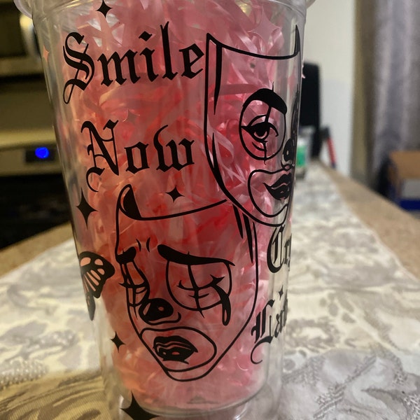 Smile Now Cry Later SVG | Clown Mask SVG | Laugh Mime Happy Sad Tattoo ...