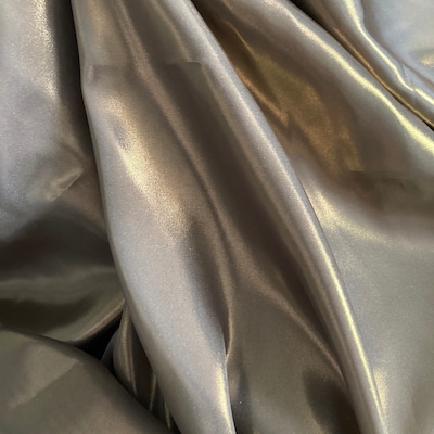1 Meter Shiny Silver Grey/gold Wet Look Shimmer Satin Fabric Bridal ...