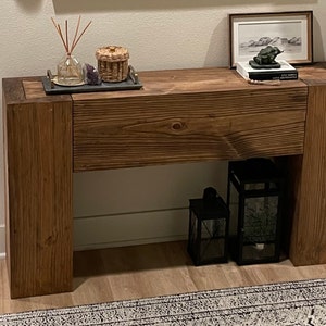 Modern Rustic Console Table Rich Walnut verified Etsy Seller - Etsy