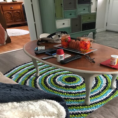 Multicolor Rag Rug 42.5 X 26 Crocheted Oval Rag - Etsy