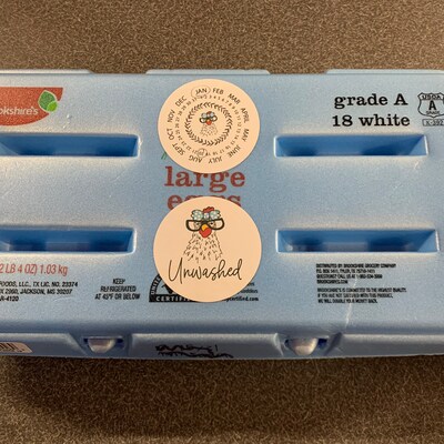 Unwashed Eggs Sticker Egg Carton Label Funny Chicken Face With Glasses ...