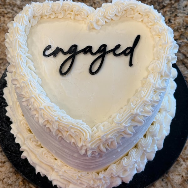 Mini Acrylic Engaged Cake Topper | Vintage Heart Cake Topper | Mini ...