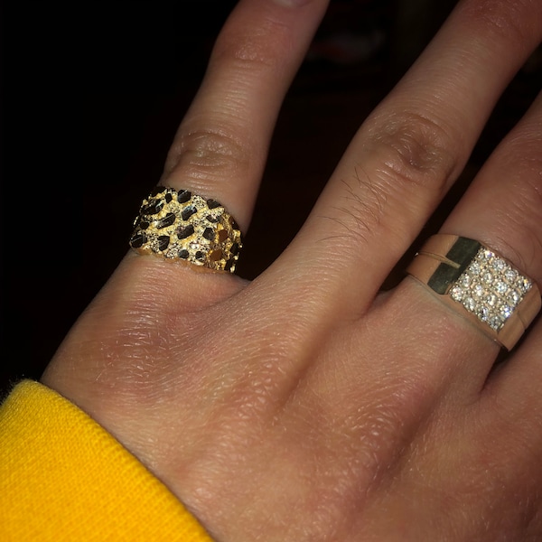 Authentic 14k Yellow Gold Nugget Ring for Mens & Womens 4 Types Size 6 ...