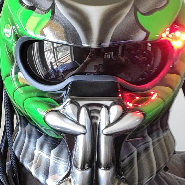 New Custom Predator Motorcycle Helmet Green Water (dot & Ece Approved ...