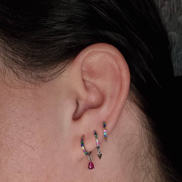 Colorful Silver Earring Set Minimalist Earrings Set for Multiple ...