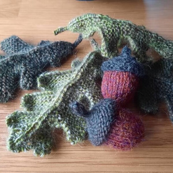 Knitting Pattern Oak Leaf Ornament Knitted Oak Leaves Burnt Orange ...