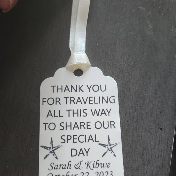 X10 Personalised Destination Wedding Favour Tags With Starfish-any ...