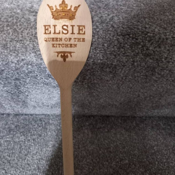 Personalised Engraved Wooden Spoon Custom Text Baking Baker Chef Star ...
