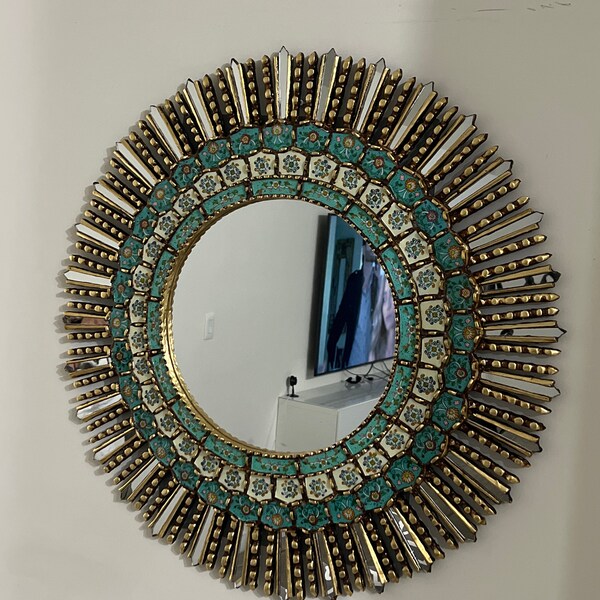 Peruvian Mirrors "eye 78 Cm Turquoise" - Interior Decoration - Wall ...