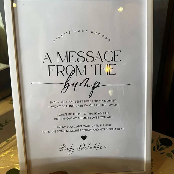 Message From the Bump Sign, Minimalist Baby Shower, Baby Bump Sign ...
