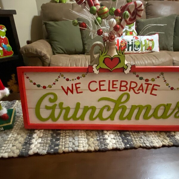18" X 6" Believe Box Frame, Grinch Sign, Glitter Grinch, Grinch Decor ...