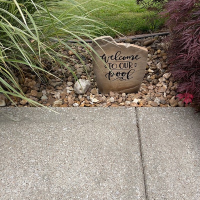 Welcome Stone Welcome Landscape Rock Engraved garden - Etsy