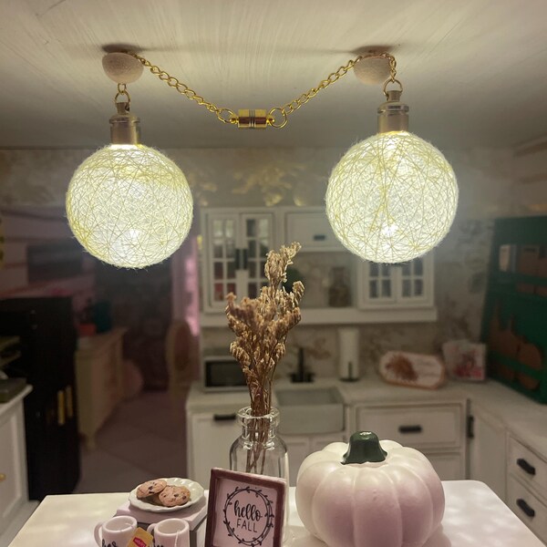 Modern Dollhouse LED Pendant Light: 40mm String Ball, 1/12 Scale - Etsy
