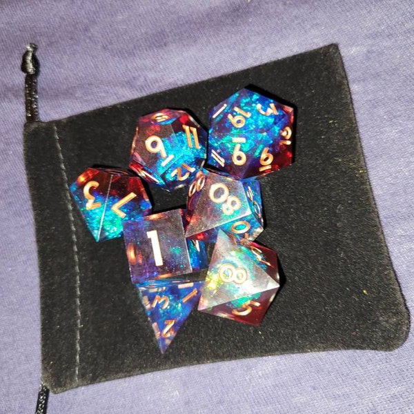 Blue Lightning DND D20 Dice, Resin Sharp Edge Dice Set, D&D Dice Set ...