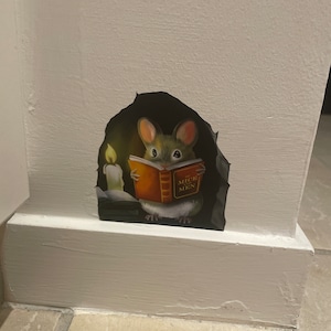 Mouse Reading Book 3d Mouse Sticker Mouse Wall Decal Book Lover Gift ...