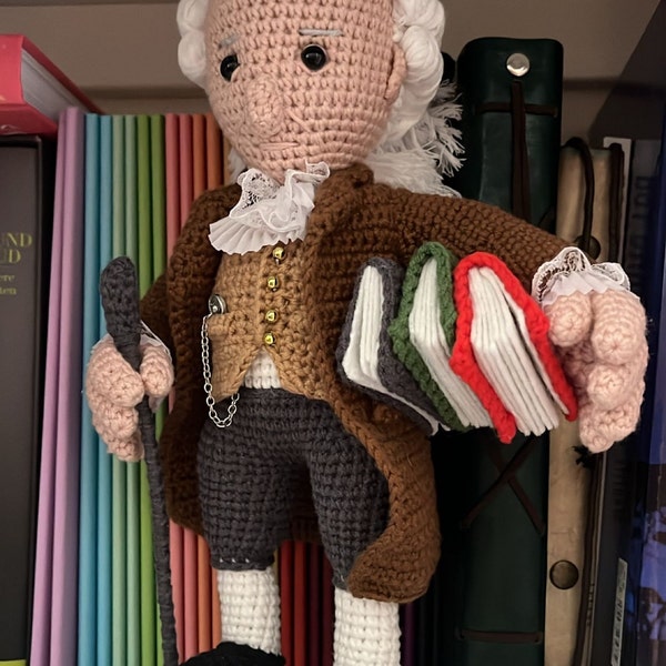 Sigmund Freud Amigurumi Bookshelf Decor, Handknitted Academician Doll ...