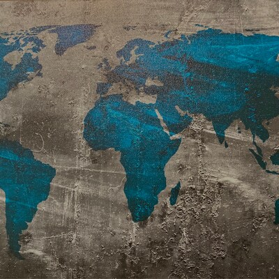 Abstract Teal World Map Canvas Print Wall Art 3 Panel Split - Etsy