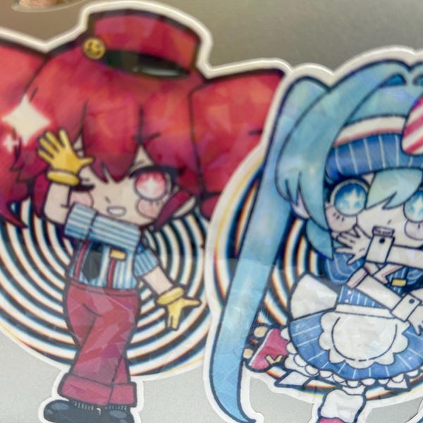 Chibi Mesmerizer Miku and Teto Double-sided Acrylic Keyring/bag Charm ...