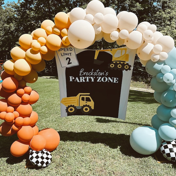 Modern Construction Party Personalized Birthday Party Backdrop | Party ...